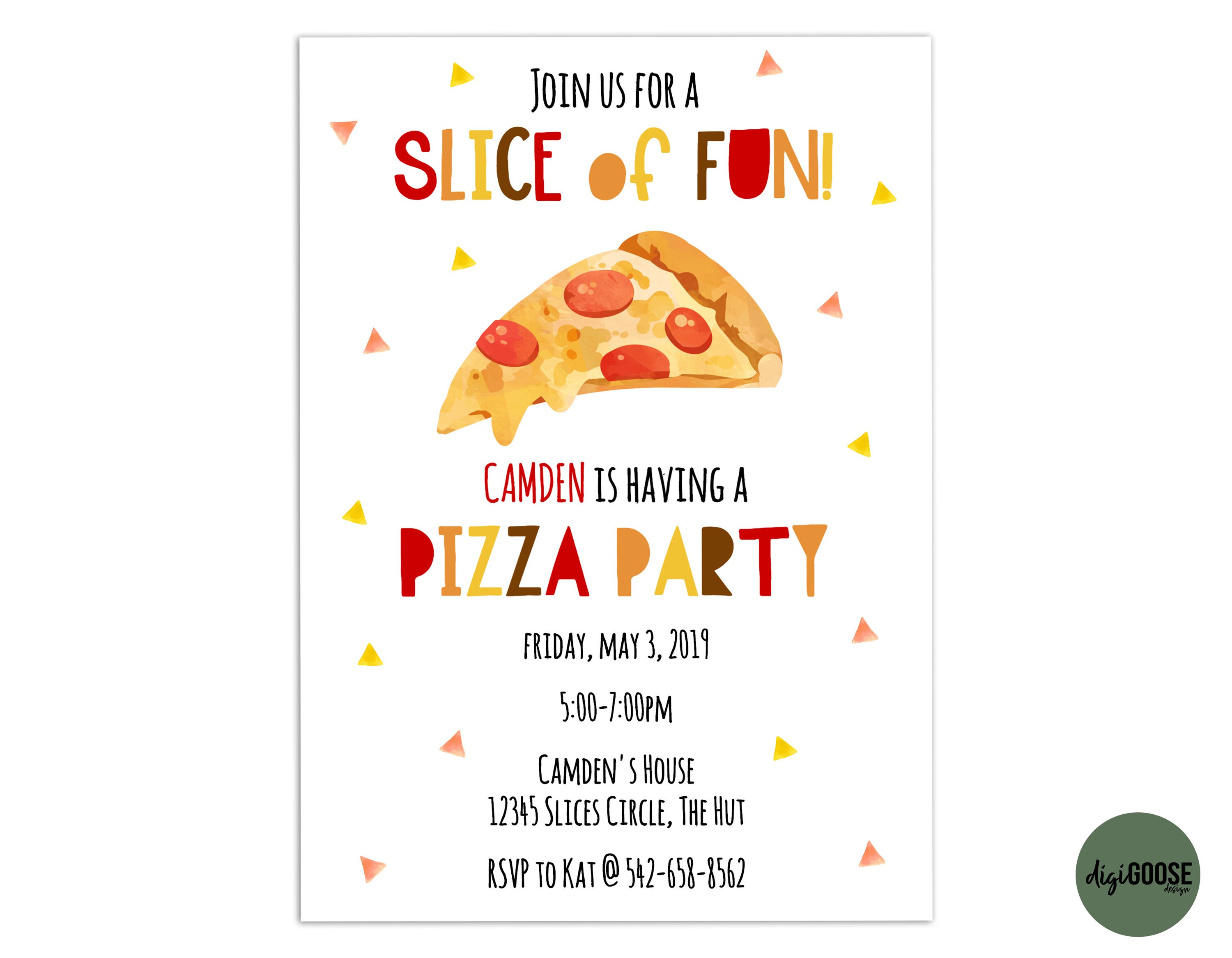 EDITABLE Pizza Party Invitation TEMPLATE Pizza Birthday Etsy