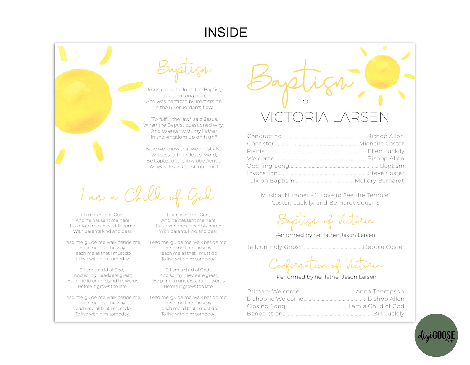 EDITABLE, LDS Baptism Program Template, Printable Baptism Program, Lds ...