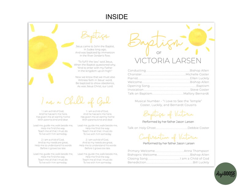 EDITABLE LDS Baptism Program Template Printable Baptism - Etsy