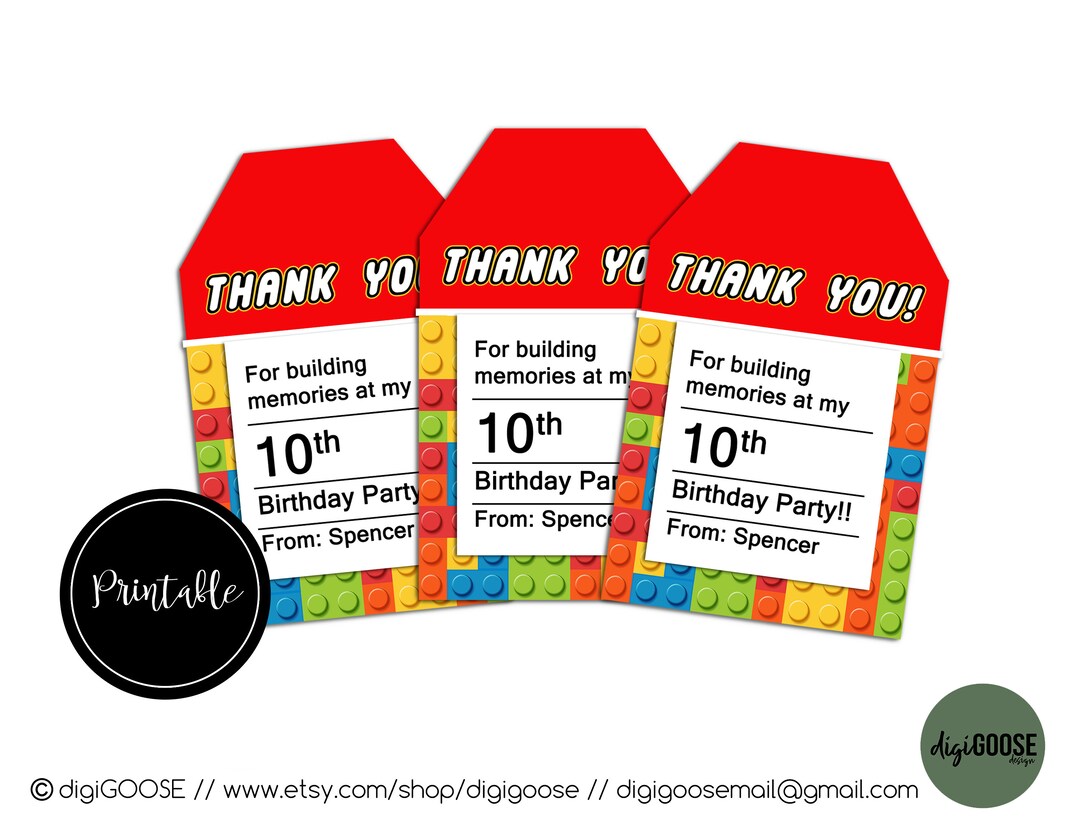 Building Blocks Birthday Favor Tags // Party Thank You // Blocks ...