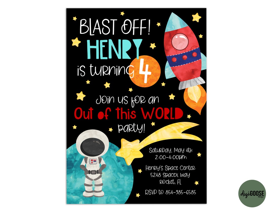 EDITABLE, Space Invitation TEMPLATE, Printable Outer Space Birthday ...