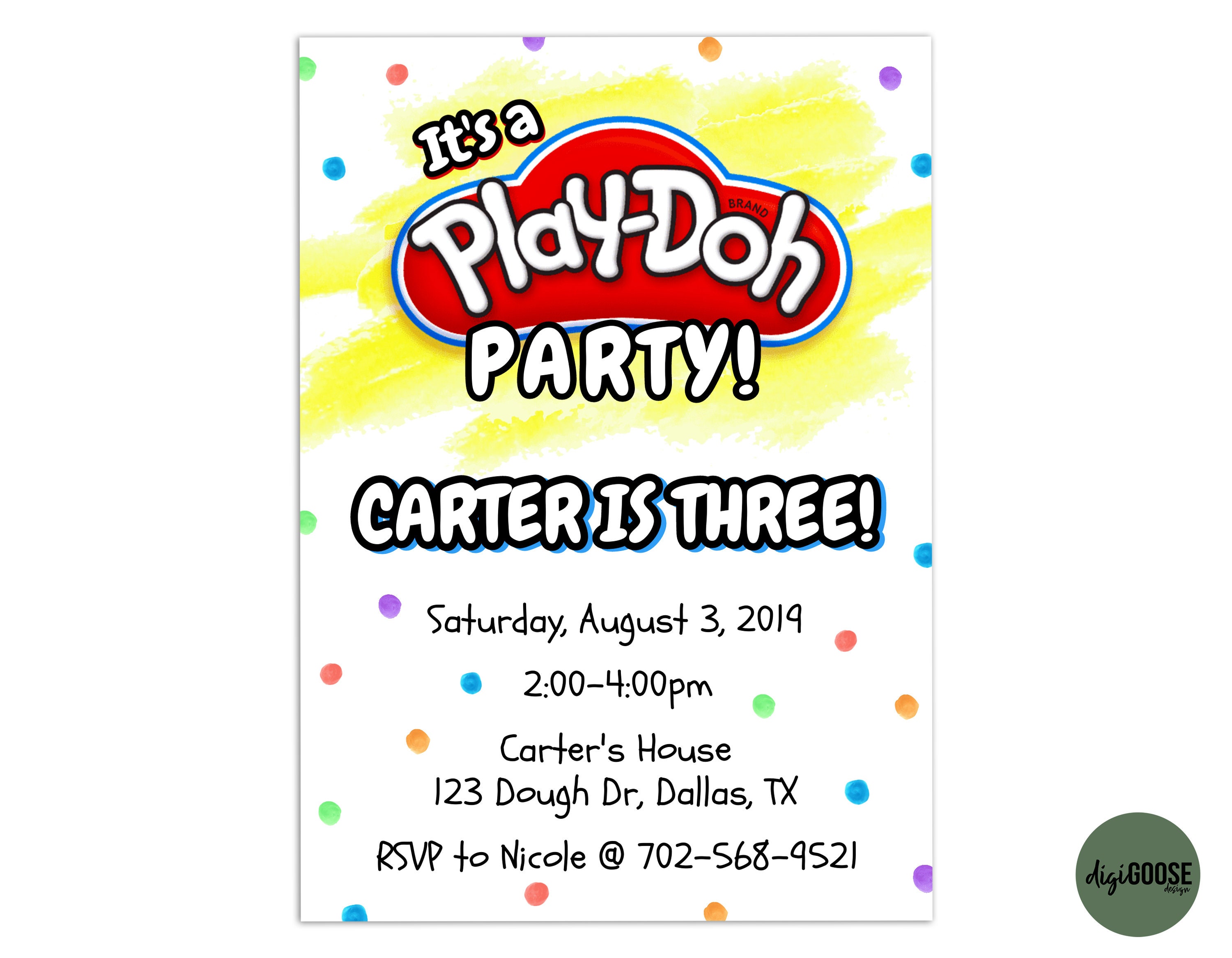EDITABLE, Play-doh Party Invitation TEMPLATE, Printable Playdoh Invite ...