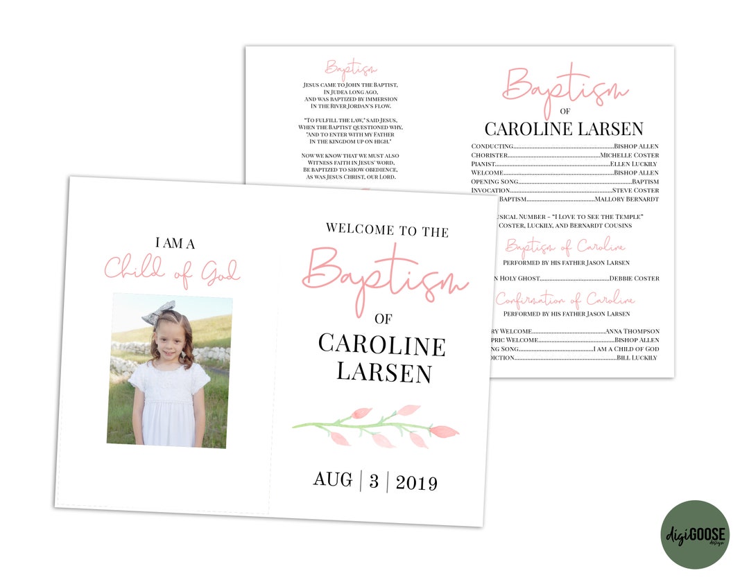 EDITABLE, LDS Baptism Program Template, Printable Baptism Program, Lds ...