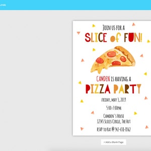 EDITABLE, Pizza Party Invitation TEMPLATE, Pizza Birthday Party, Pizza ...