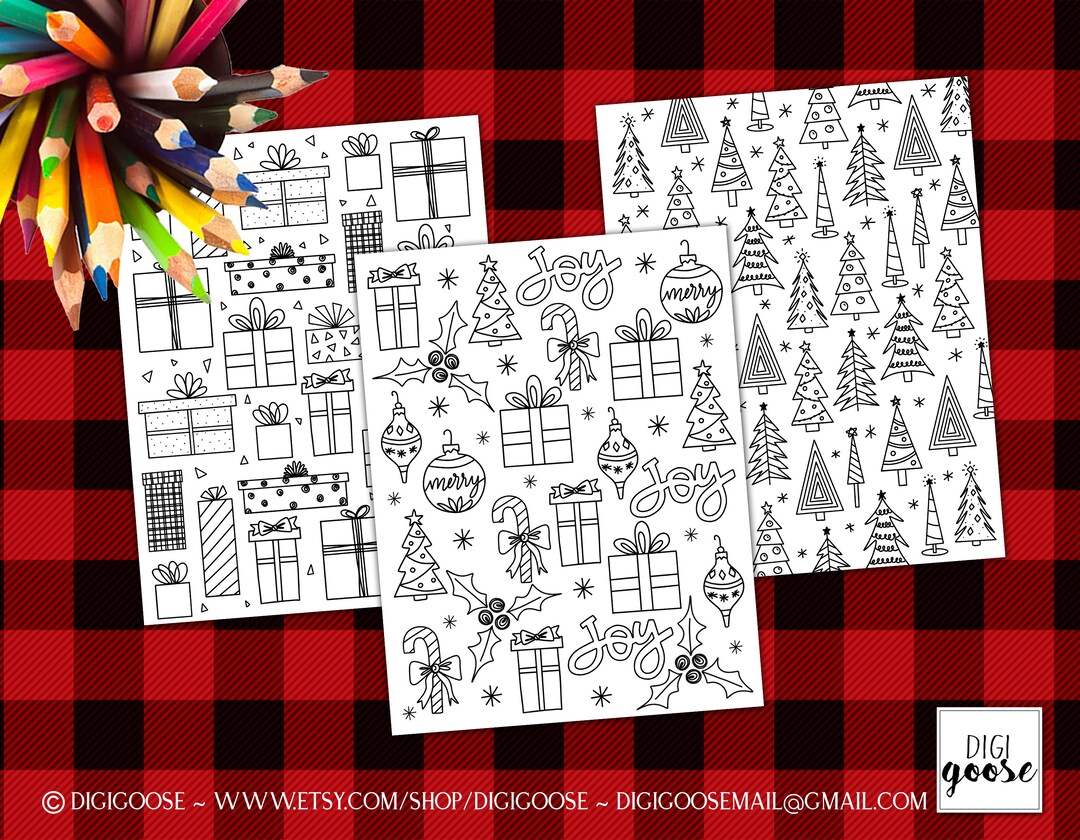 Digital Download // COLORING PAGES // Christmas Coloring Pages ...