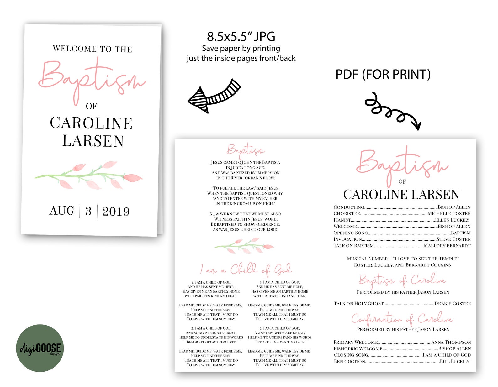 EDITABLE LDS Baptism Program Template Printable Baptism - Etsy