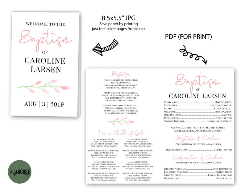 EDITABLE LDS Baptism Program Template Printable Baptism - Etsy