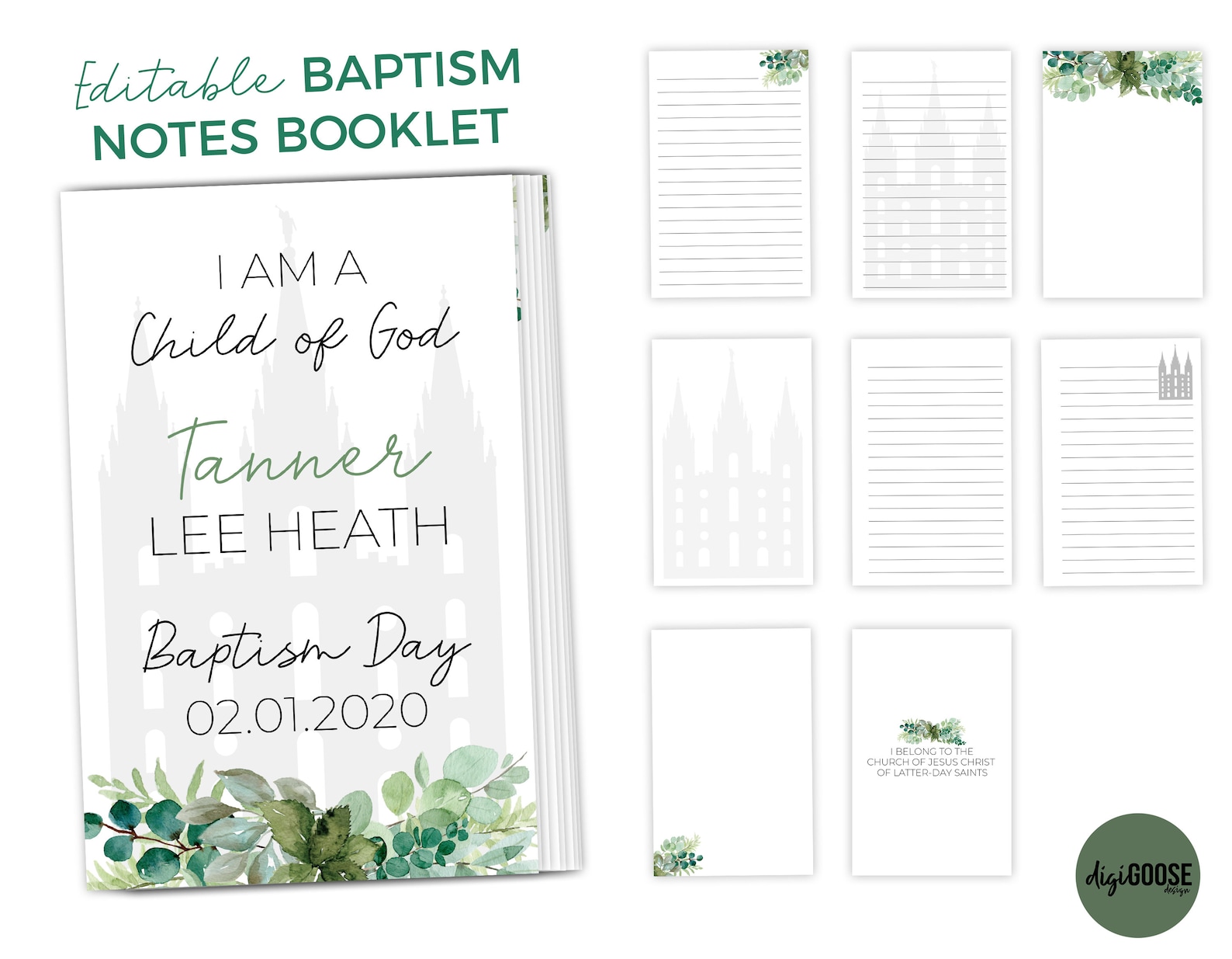 EDITABLE, LDS Baptism Notes Template, Printable Baptism Booklet, Lds ...