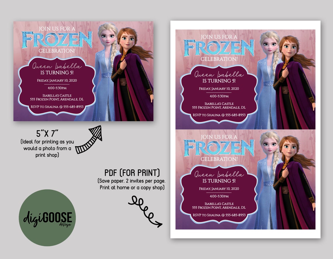 EDITABLE FROZEN 2 Invitation Template Printable Frozen | Etsy