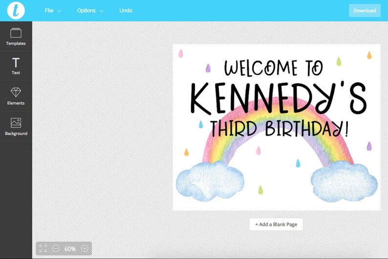 EDITABLE, Template DIY Colorful Rainbow Birthday Party Sign, Rainbow ...