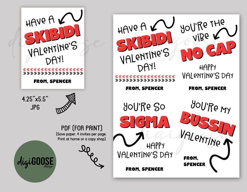 EDITABLE Teen Slang Valentine Card / Valentine Printable for Kids ...