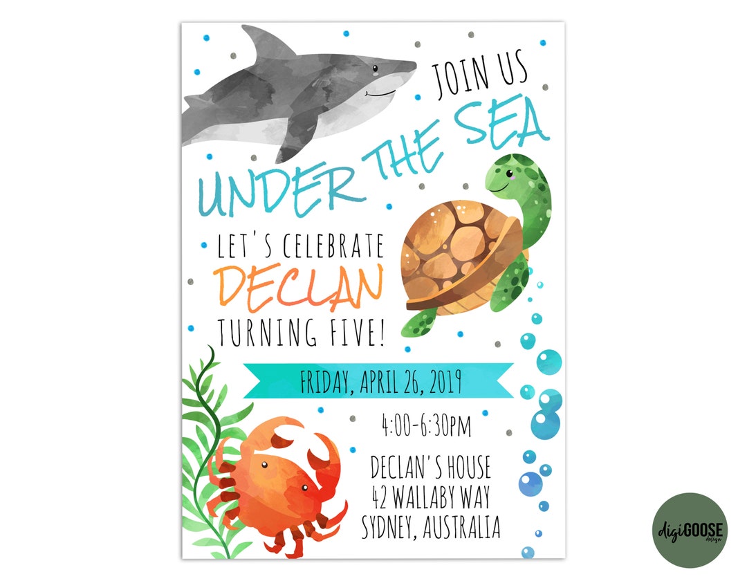 EDITABLE, Under the Sea TEMPLATE Invitation, Printable Under the Sea ...