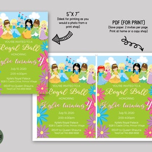 EDITABLE, Princess Party Invitation TEMPLATE, Printable Invite ...