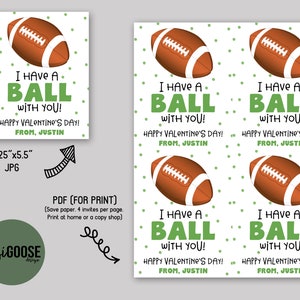 EDITABLE Football Valentine Card / Valentine Printable for Kids ...
