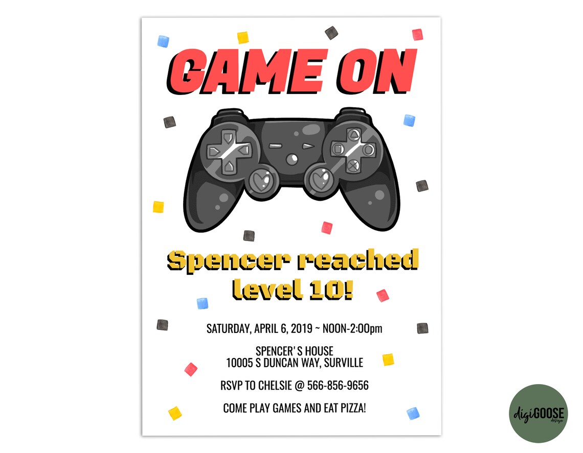 EDITABLE, Video Game Invitation TEMPLATE, Printable Video Game Birthday ...