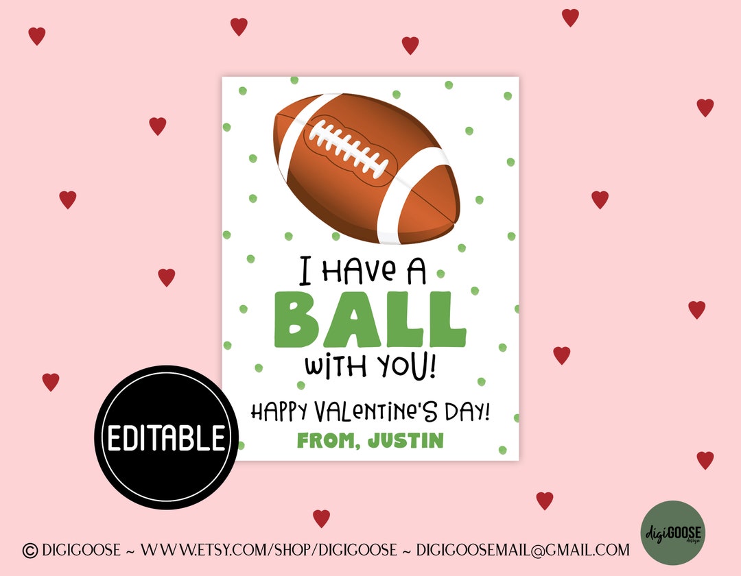 EDITABLE Football Valentine Card / Valentine Printable for Kids ...