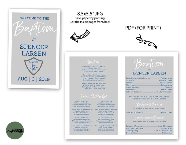 EDITABLE, LDS Baptism Program Template, Printable Baptism Program, Lds ...