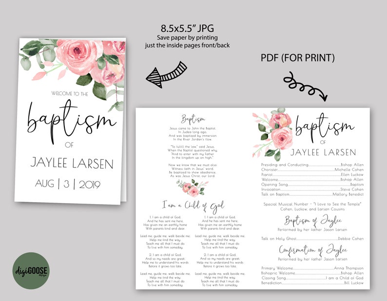 EDITABLE LDS Baptism Program Template Printable Baptism - Etsy