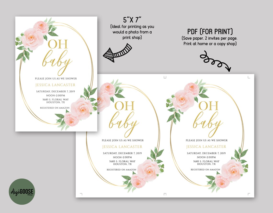 EDITABLE // TEMPLATE // Baby Shower Template // Floral Baby Shower ...