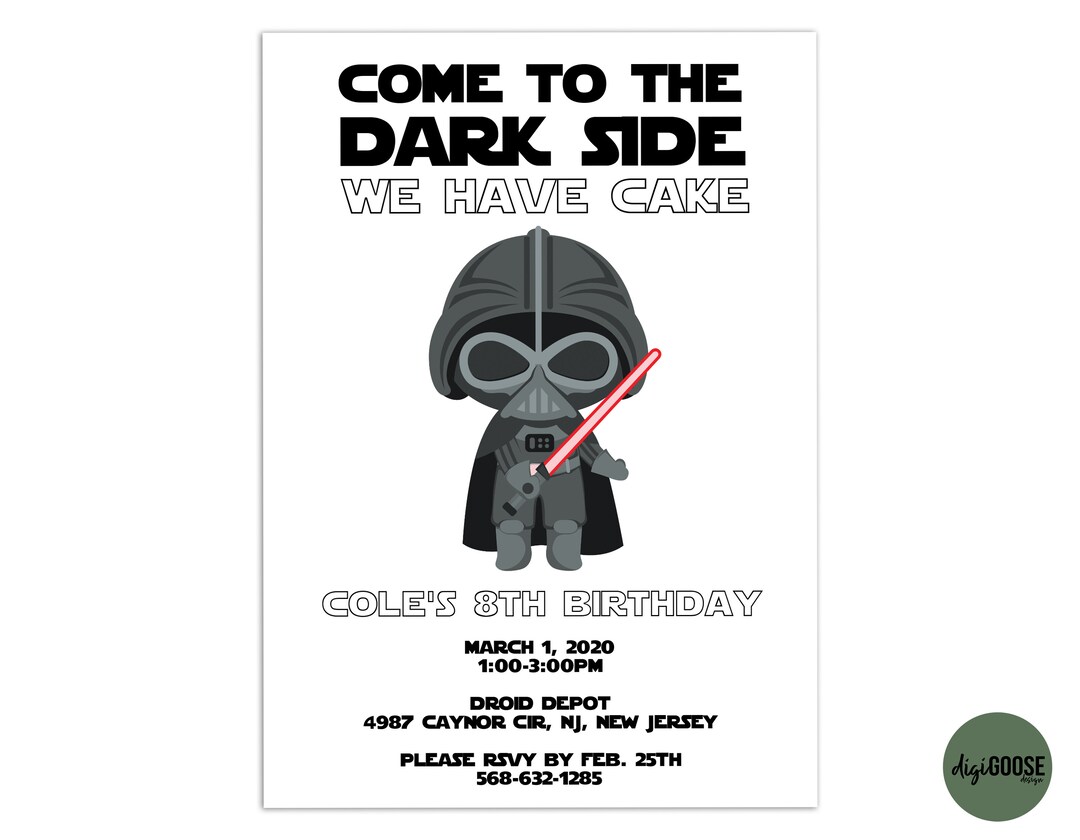 Star Wars SELF EDITABLE PDF, Template, Star Wars, Dark Side, Birthday ...