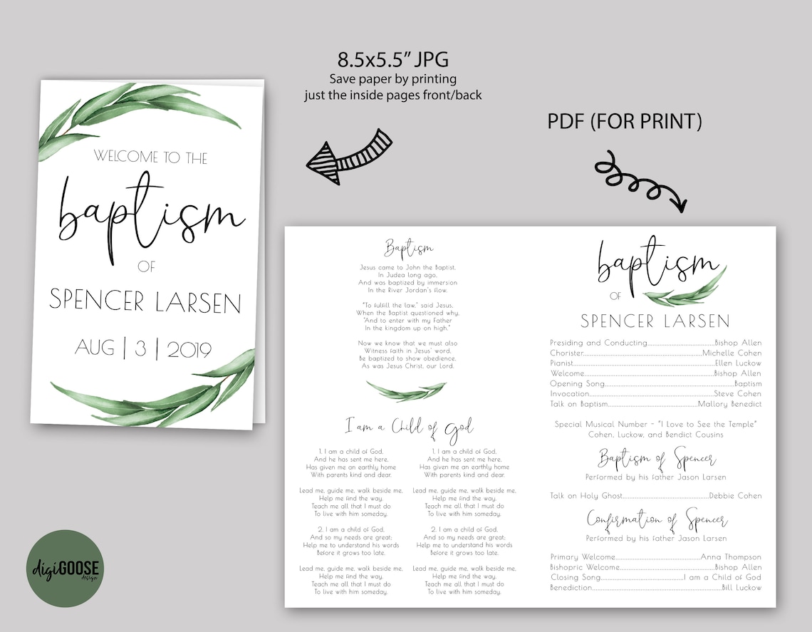 EDITABLE, LDS Baptism Program Template, Printable Baptism Program, Lds ...