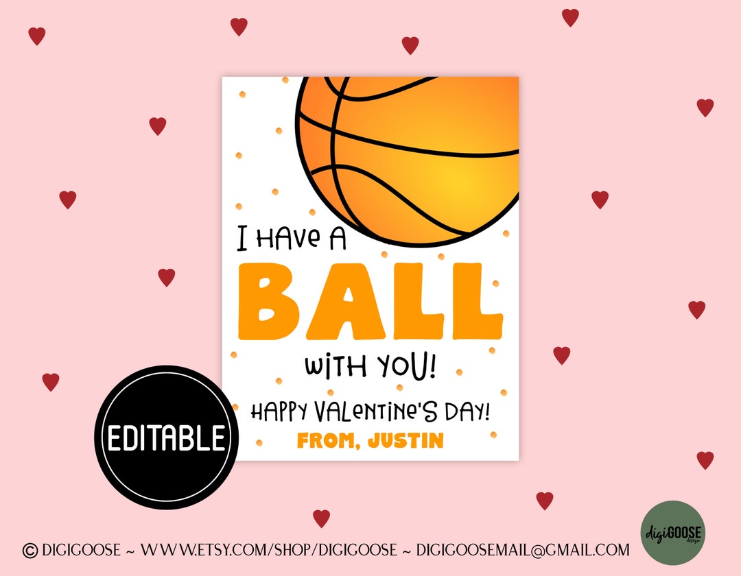EDITABLE BASKETBALL Valentine Card / Valentine Printable for Kids ...