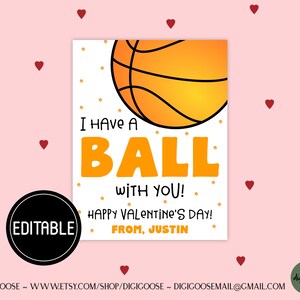 EDITABLE BASKETBALL Valentine Card / Valentine Printable for Kids ...