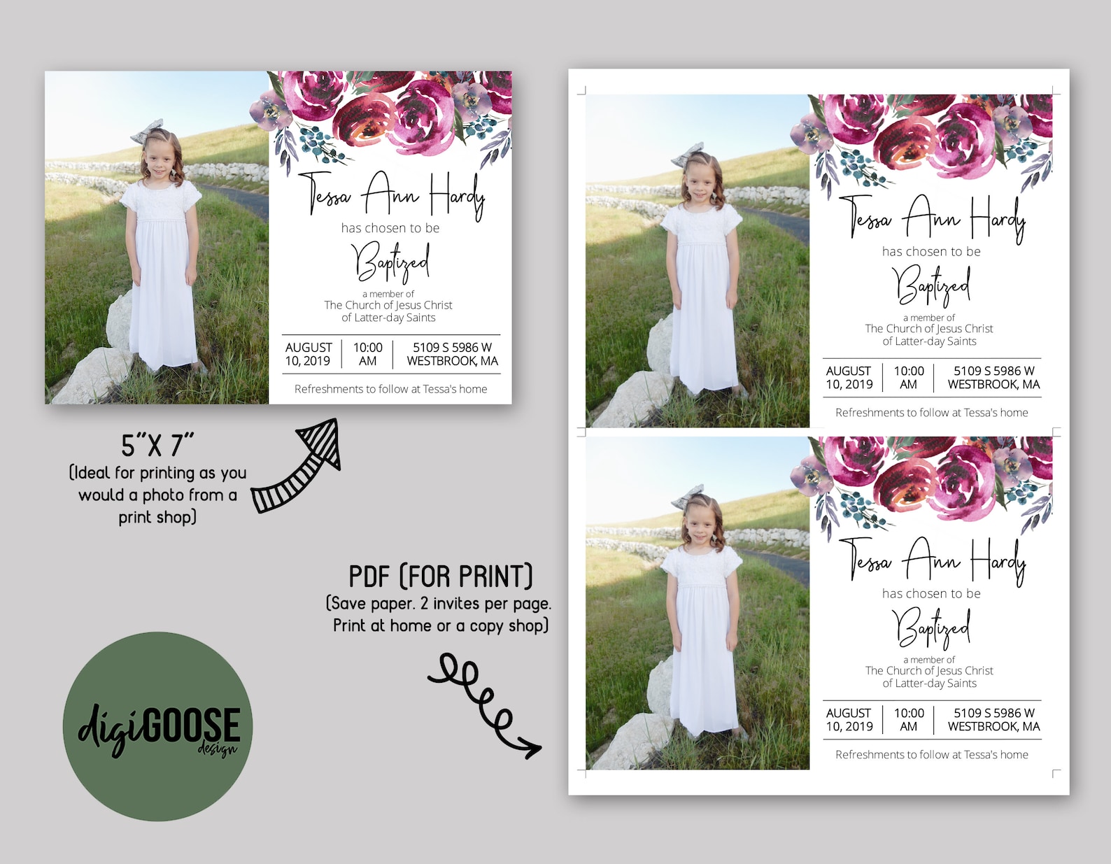 EDITABLE LDS Baptism Invitation Template Printable Baptism - Etsy