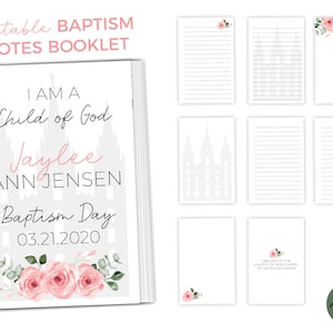 EDITABLE, LDS Baptism Notes Template, Printable Baptism Booklet, Lds ...