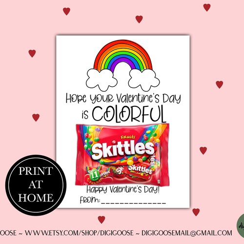 EDITABLE Skittles Valentine Card / Valentine Printable for - Etsy