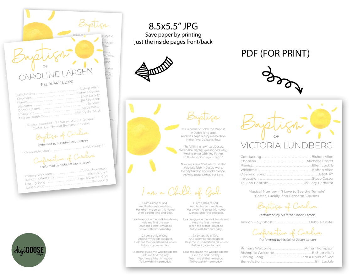EDITABLE LDS Baptism Program Template Printable Baptism - Etsy