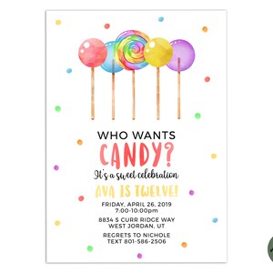 EDITABLE, Candy Shop Invitation TEMPLATE, Printable Candy Birthday ...
