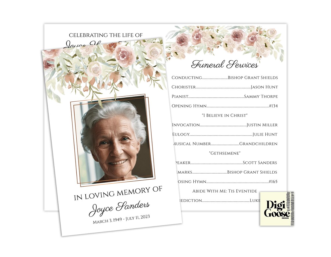 EDITABLE, Funeral Program Template, Printable Funeral Program, Lds ...