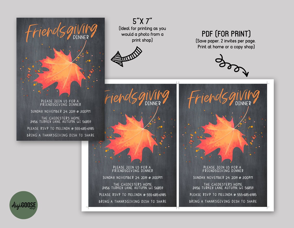EDITABLE Friendsgiving TEMPLATE Thanksgiving Invite - Etsy