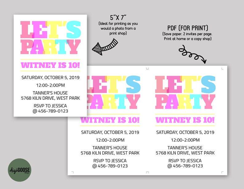 EDITABLE, Generic Party Invitation TEMPLATE, Printable Girl Invite ...