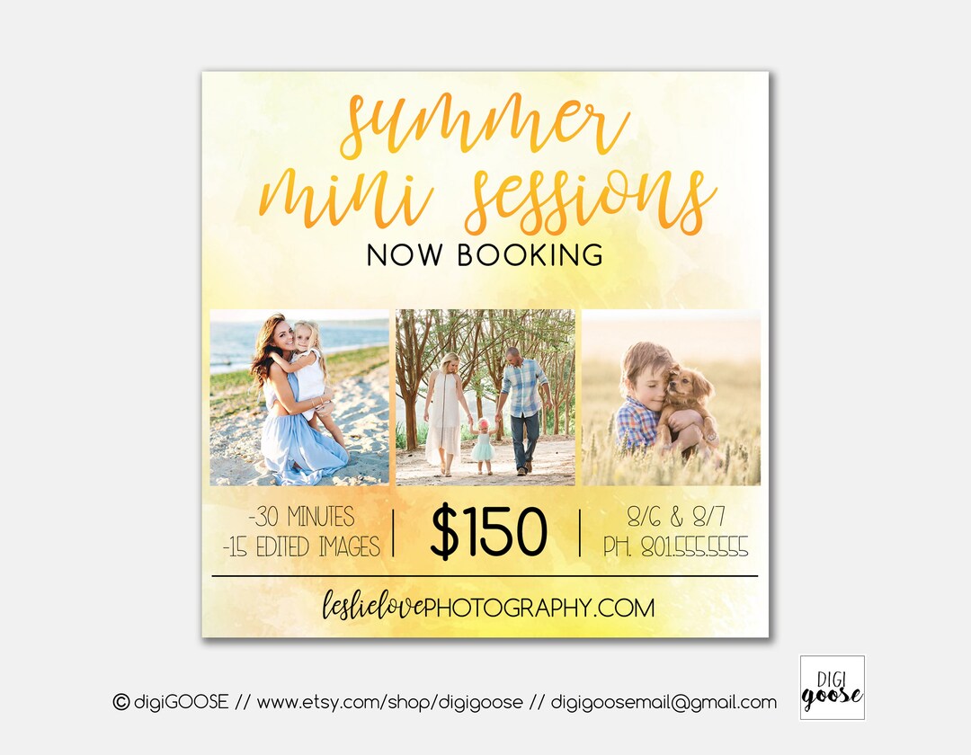 Photography Mini Session Template // Summer // Photography Advertising ...