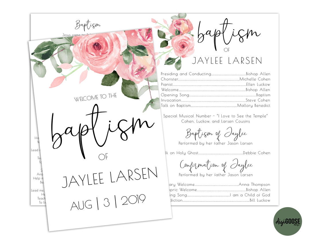 EDITABLE, LDS Baptism Program Template, Printable Baptism Program, Lds ...