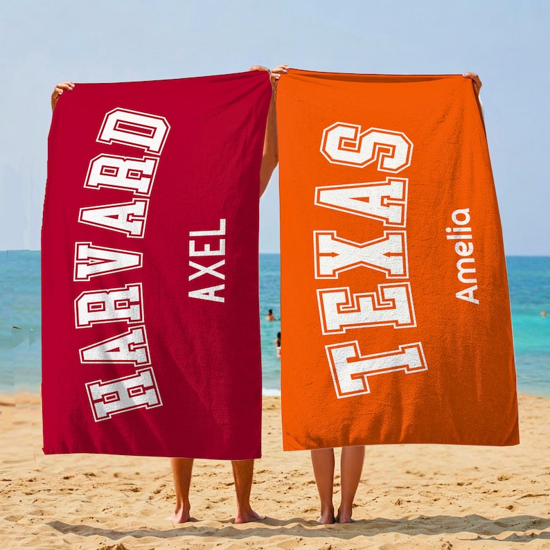 Personalized College Beach Towel, Custom Beach Towel, School Spirit ...