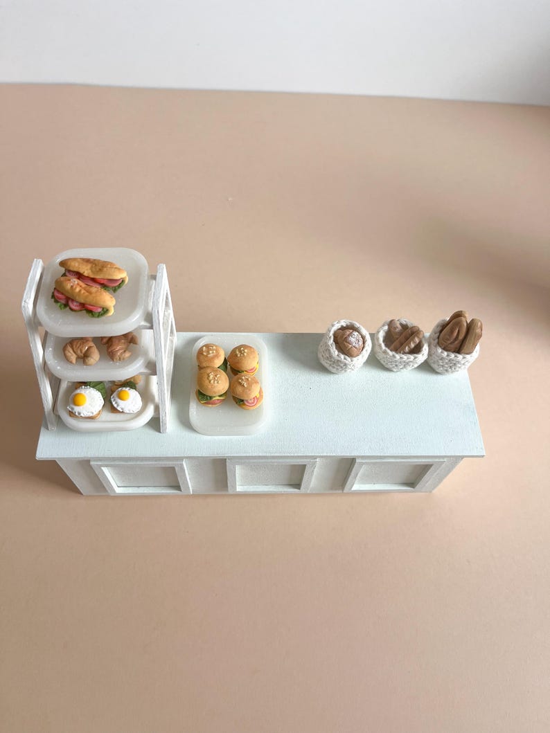 Miniature Bread Shop, 1:12 Scale Bakery With Polymer Clay Food. Wooden ...
