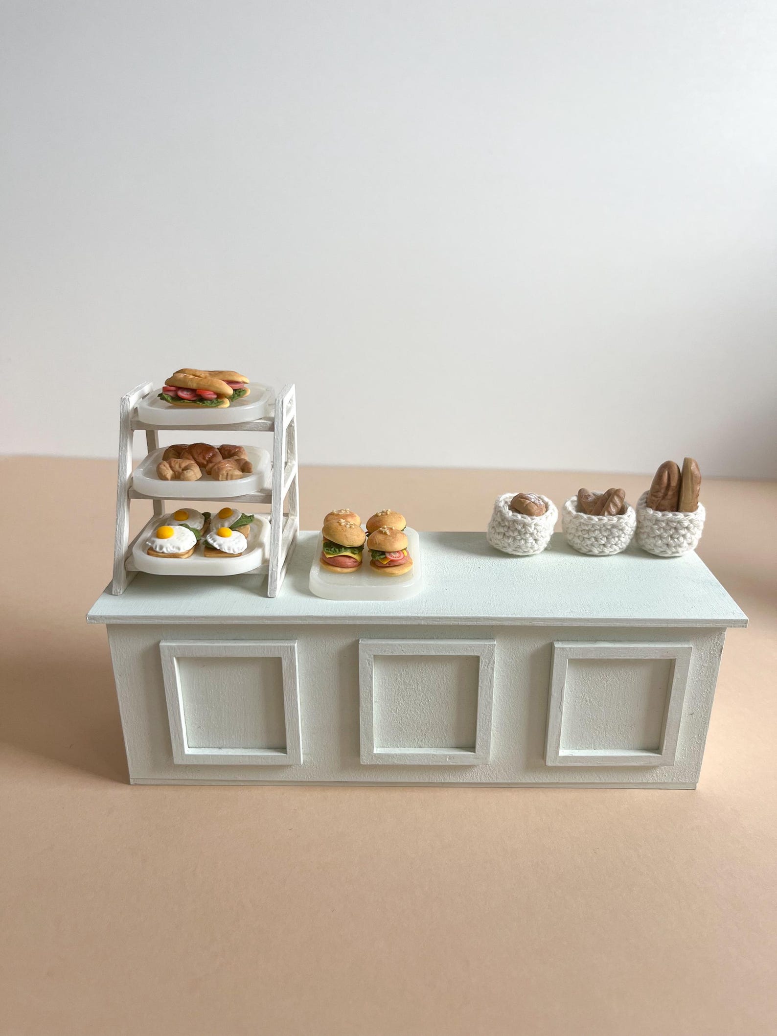 Miniature Bread Shop, 1:12 Scale Bakery With Polymer Clay Food. Wooden ...