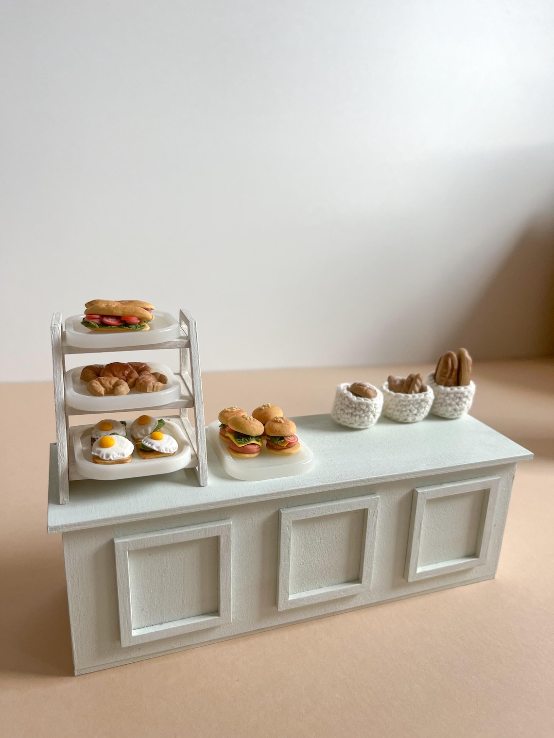 Miniature Bread Shop, 1:12 Scale Bakery With Polymer Clay Food. Wooden ...
