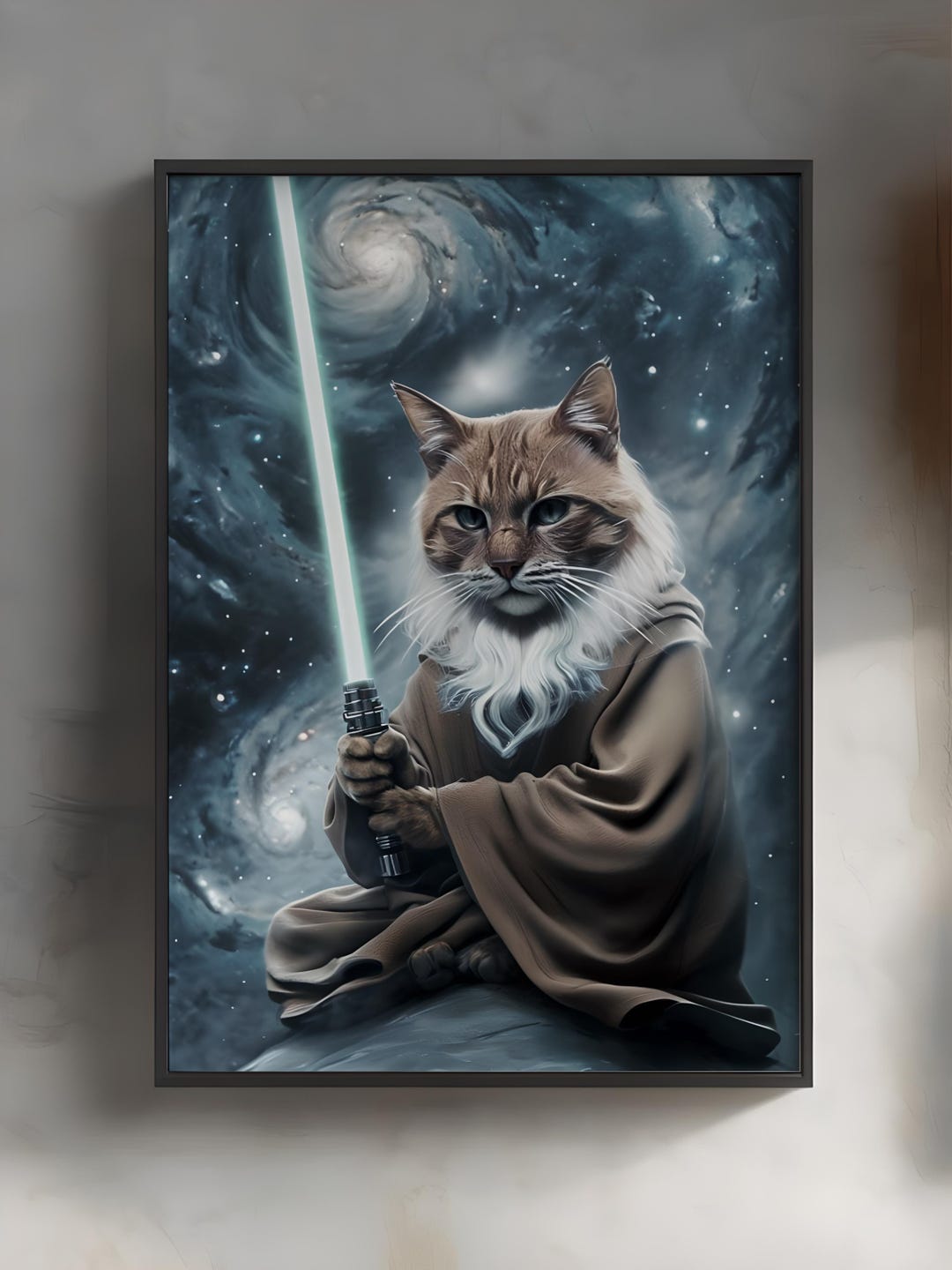 Jedi Cat Digital Art Print – Sci-fi Cat Poster, Galactic Star Wars ...