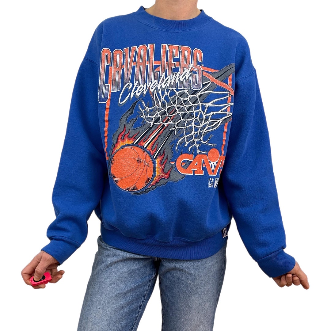 Vintage Cleveland Cavaliers Sweatshirt, 90's, Flaming Basketball, Large ...