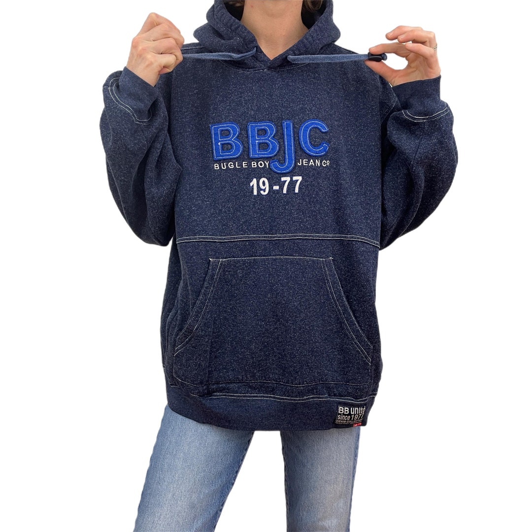 Vintage 90's-y2k Bugle Boy Logo Hooded Sweatshirt, Soft, Cozy, Gender ...
