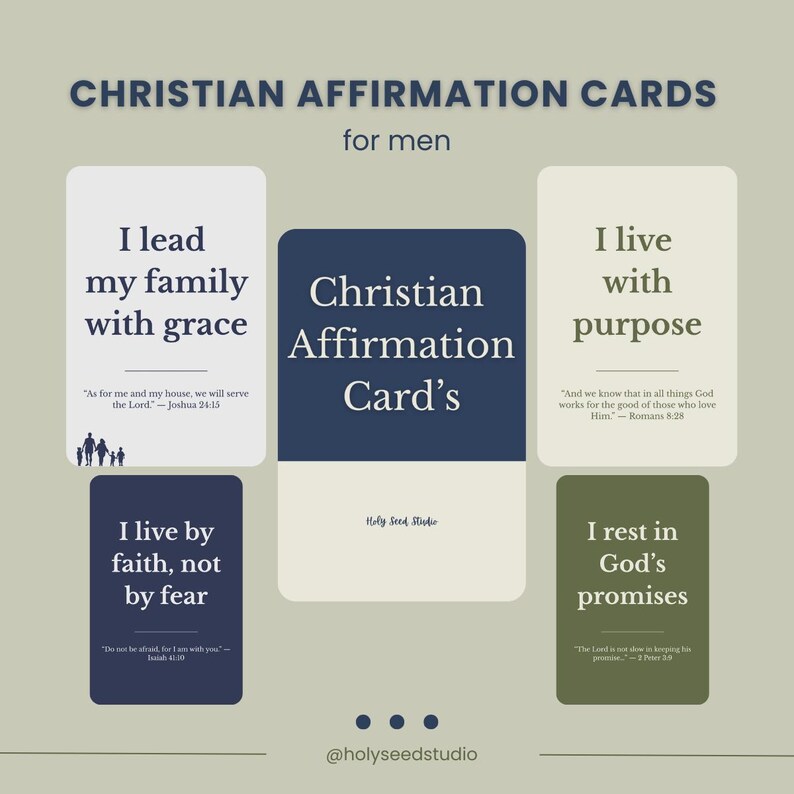 Christian Affirmation Cards for Men – Printable Bible-based Strength ...