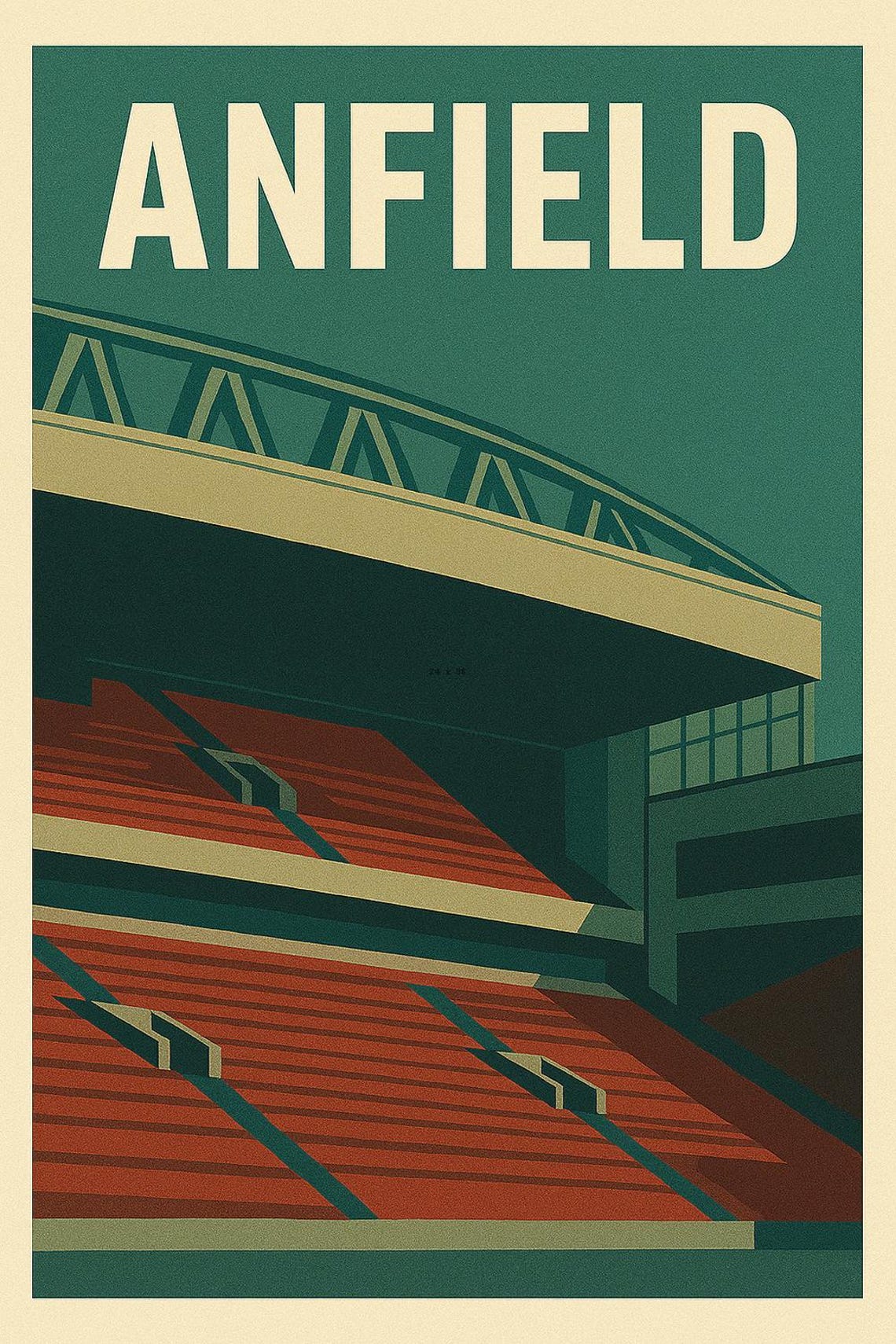 Anfield Minimalist Wall Art | Liverpool FC Stadium Print | Retro ...