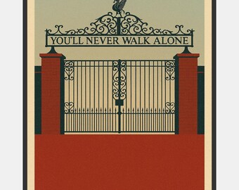 Anfield Minimalist Wall Art | Liverpool FC Stadium Print | Retro ...