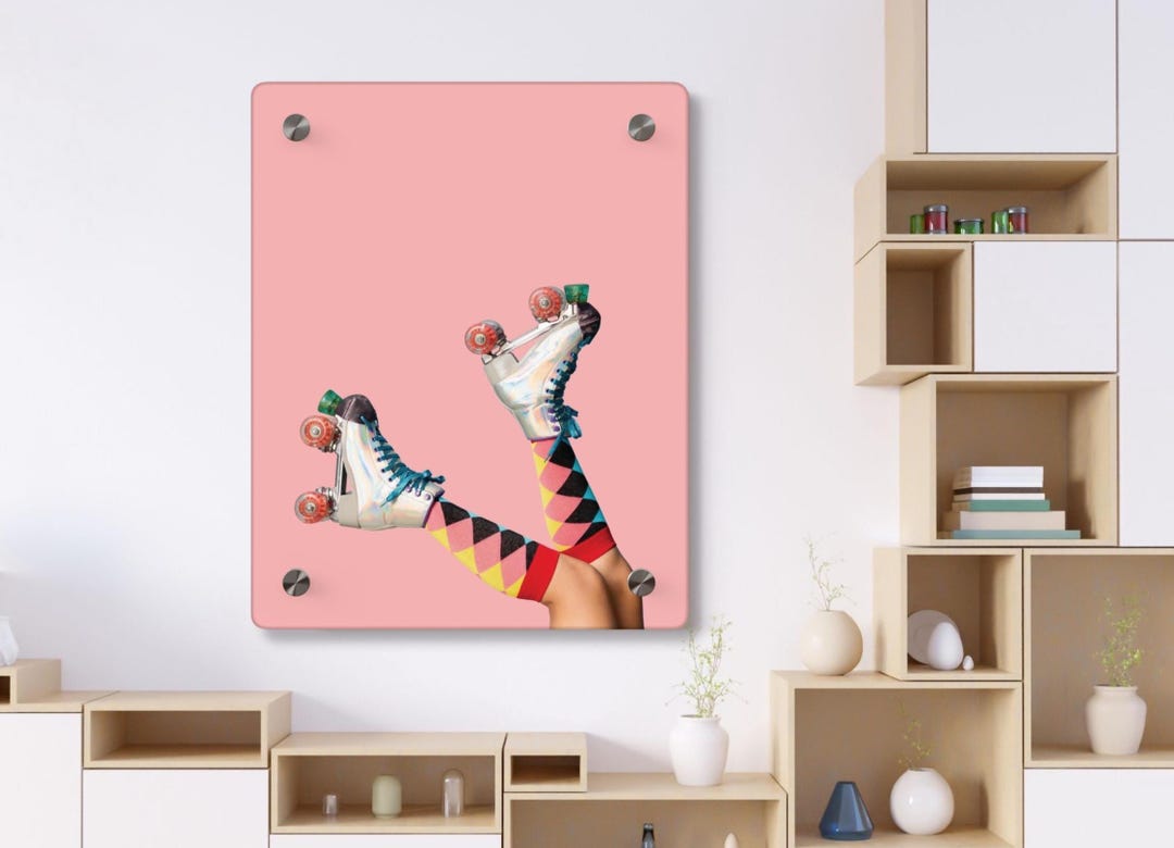 Colorful Roller Skates Acrylic Wall Art Panel, Fun Home Decor, Retro ...