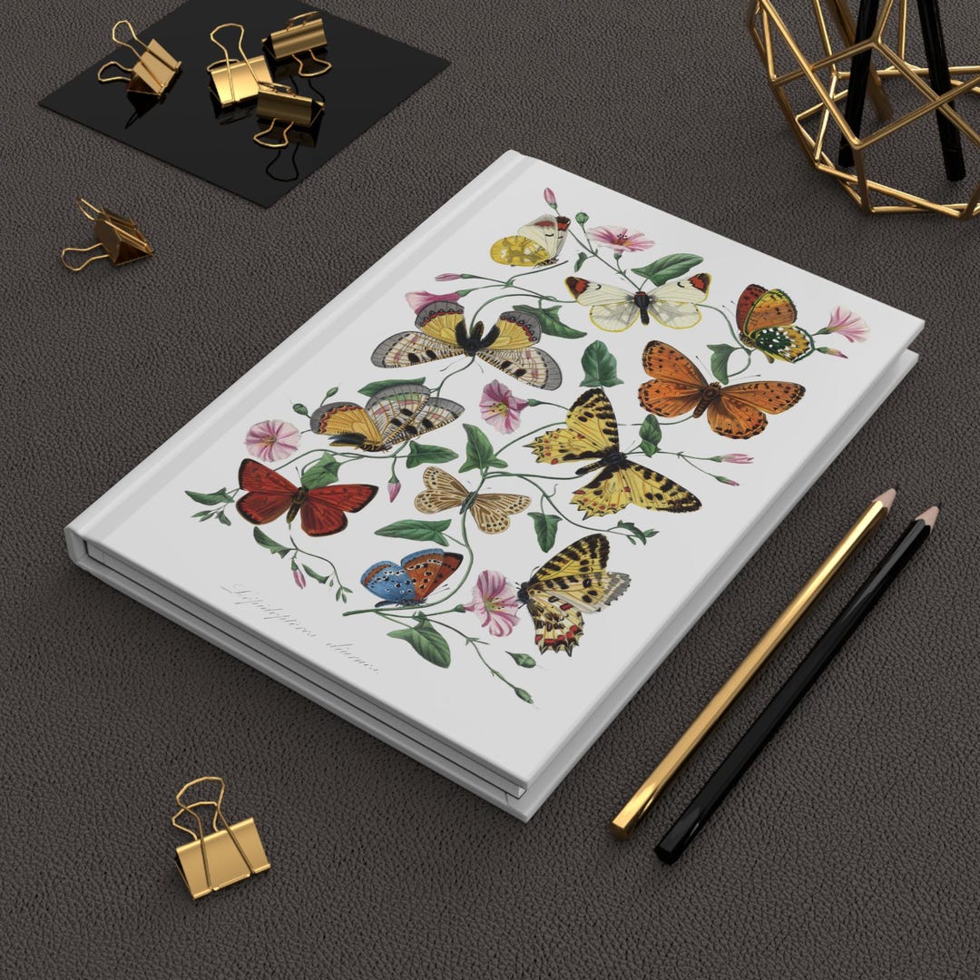 Vintage Butterflies Hardcover Journal Matte Notebook for Women ...