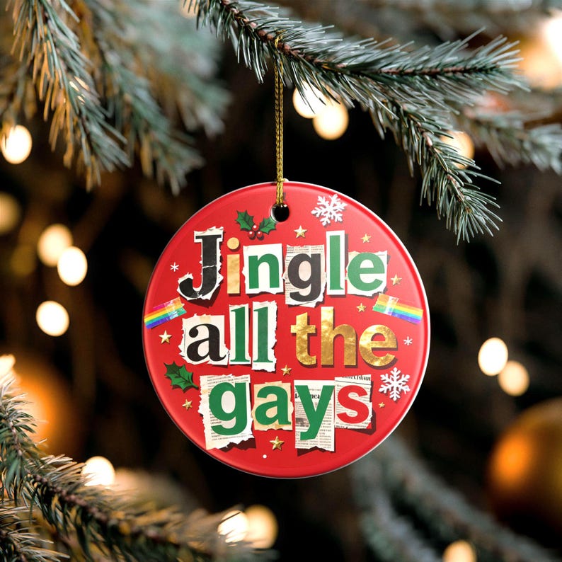 Funny LGBTQ Ransom Note Christmas Ornament, Queer Ceramic Holiday Tree ...